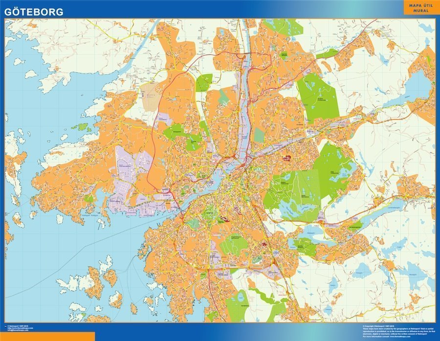 Stadtplan Goteborg Wandkarte | Netmaps Deutschland