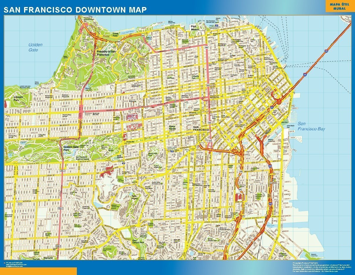Stadtplan San Francisco Wandkarte bei Netmaps Karten Deutschland
