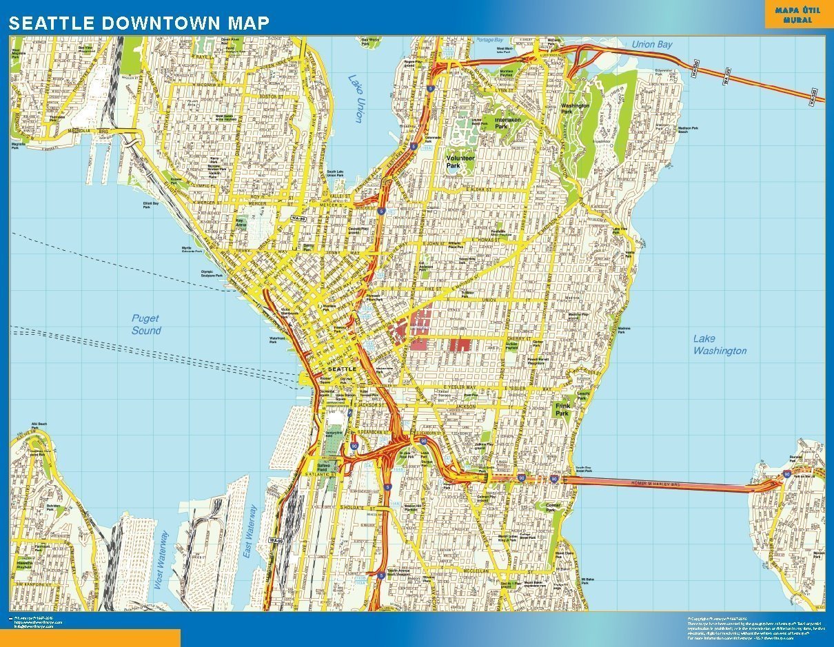 Stadtplan Seattle Wandkarte bei Netmaps Karten Deutschland